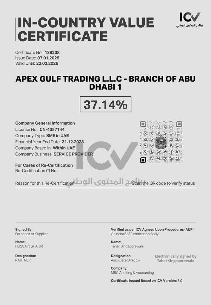 Certificates - APEX GULF TRADING